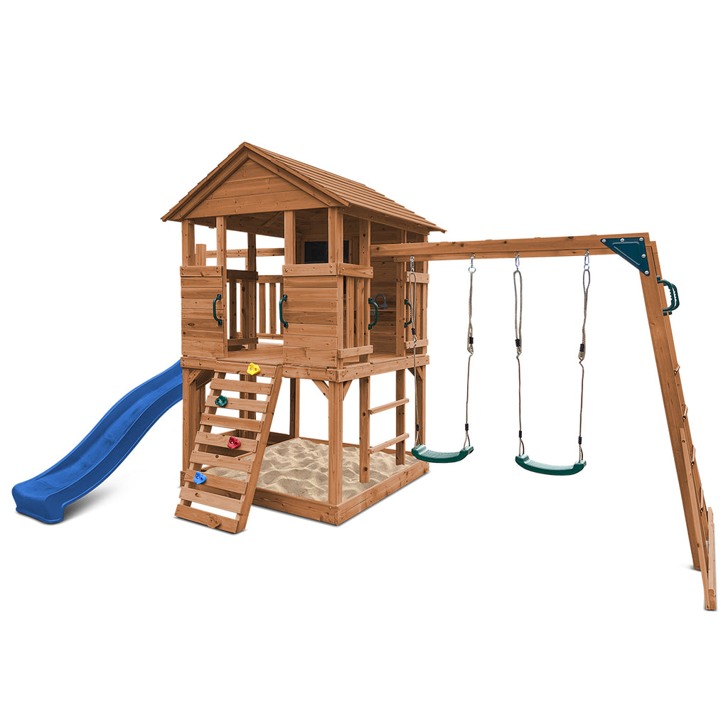 Lifespan Kids Kingston Cubby House Monkey Bars Swing Set & Slide BU