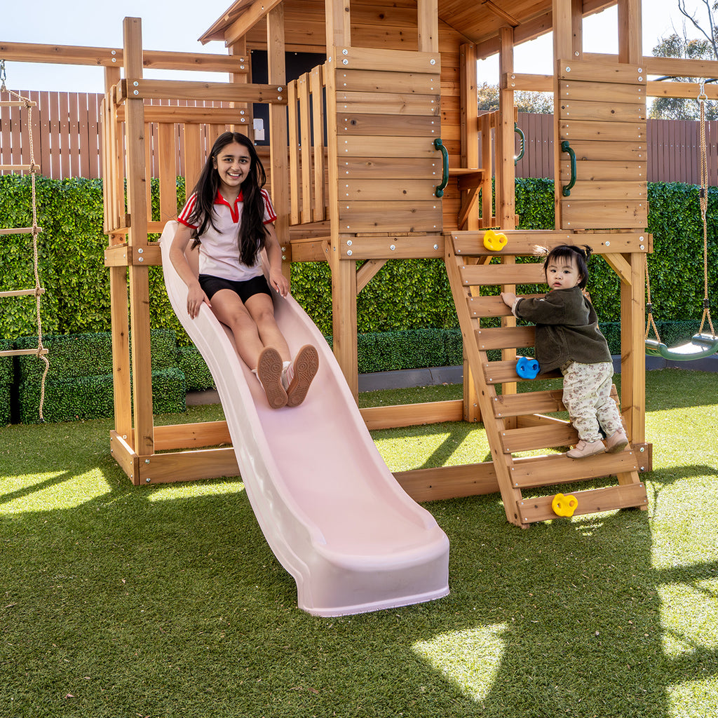 Lifespan Kids Kingston Cubby House Monkey Bars Swing Set & Slide PP
