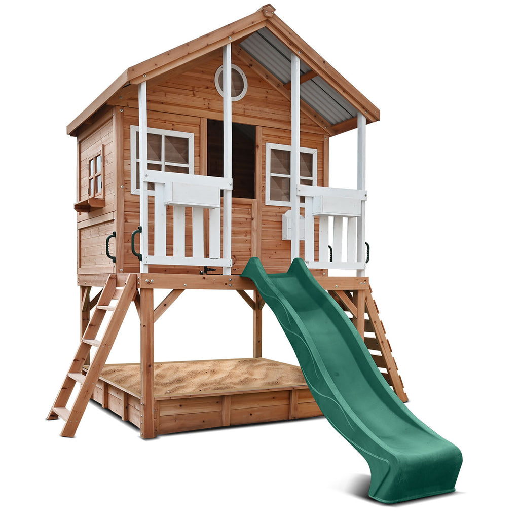 Winchester Cubby House with 1.2m Elevated Platform & 2.2m Green Slide ...