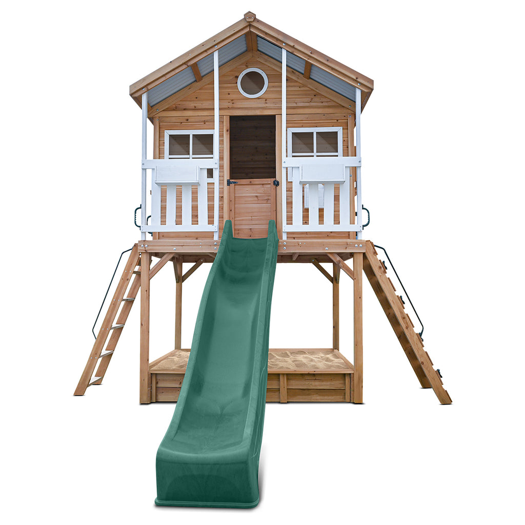 Winchester Cubby House with 1.45m Elevated Platform & 3m Green Slide ...