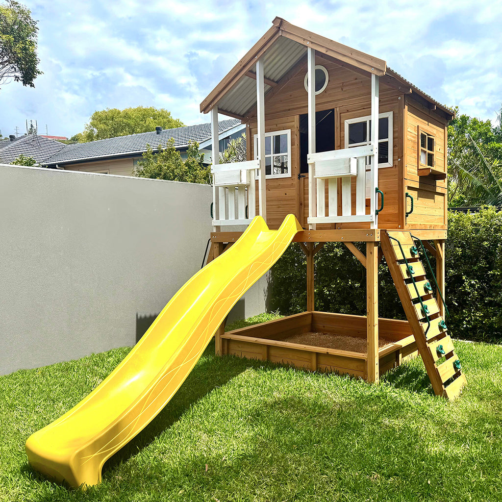 Winchester Cubby House with 1.45m Elevated Platform & 3m Yellow Slide ...