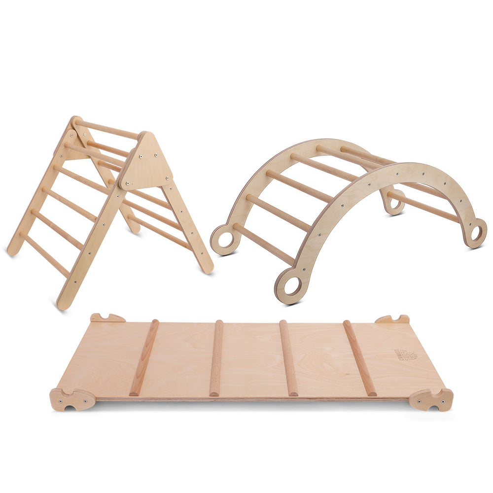 Pikler Climbing Frame Package with Slide, Arch & Triangle – Lifespan Kids