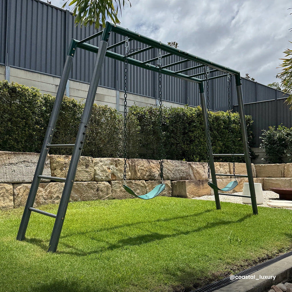Stanley Commerical Steel Monkey Bars with Anchor Kit and Basketball Ri ...