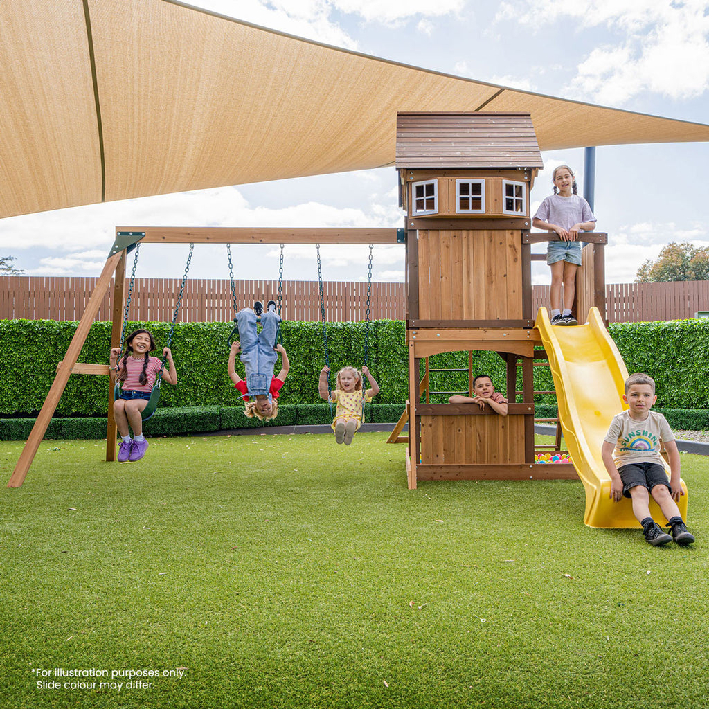 Lifespan Kids Meer Brook Swing Set, Monkey Bars & Play Centre (White)