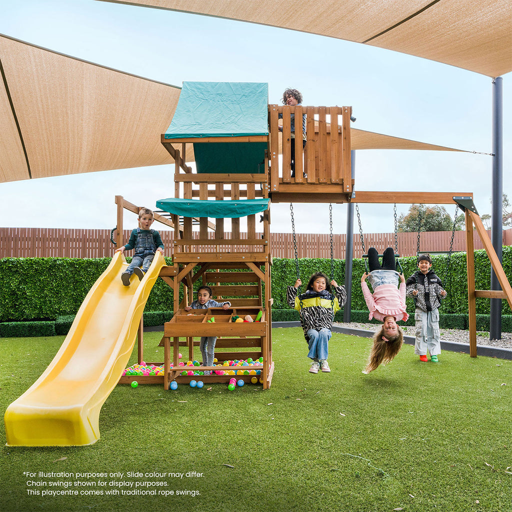 Lifespan Kids Walton Swing Set, Monkey Bars & Play Centre (WhiteSlide)